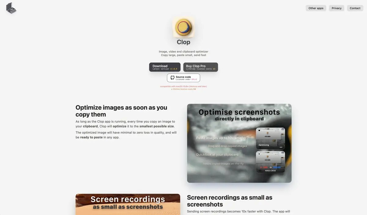 Clop - Image, video, PDF and clipboard optimiser