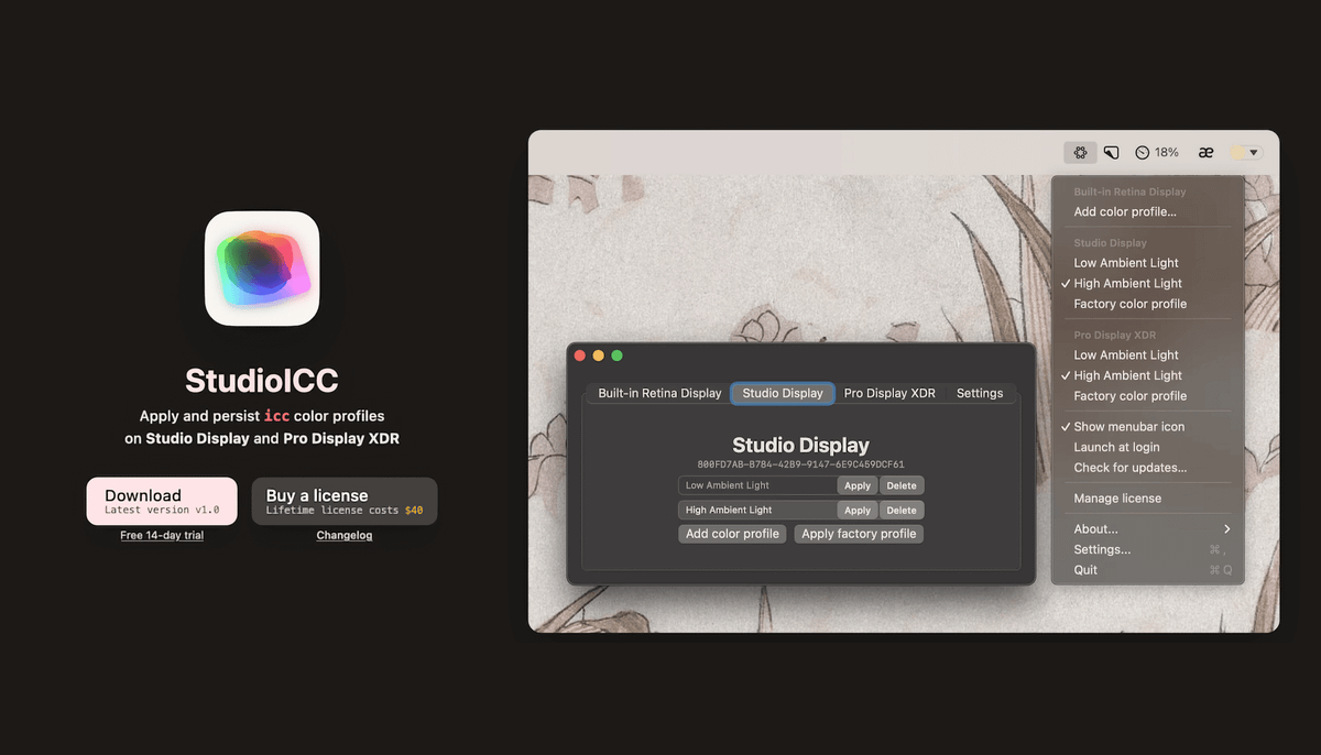 StudioICC - Apply color profiles to Studio Display and Pro Display XDR
