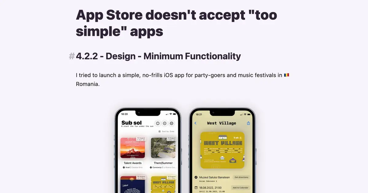 App Store doesn't accept "too simple" apps — Alin Panaitiu